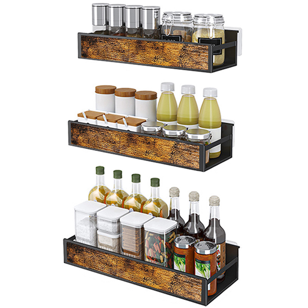 Living and Home Lifeideas 3 Piece Industrial Wall Mount Spice Rack ...