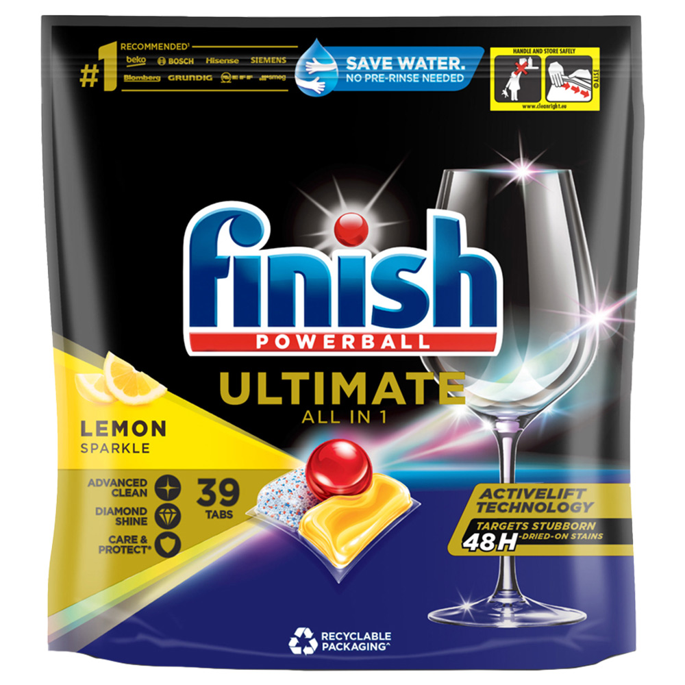Finish Ultimate All-In-One Lemon Dishwasher Tablets 39 Pack | Wilko