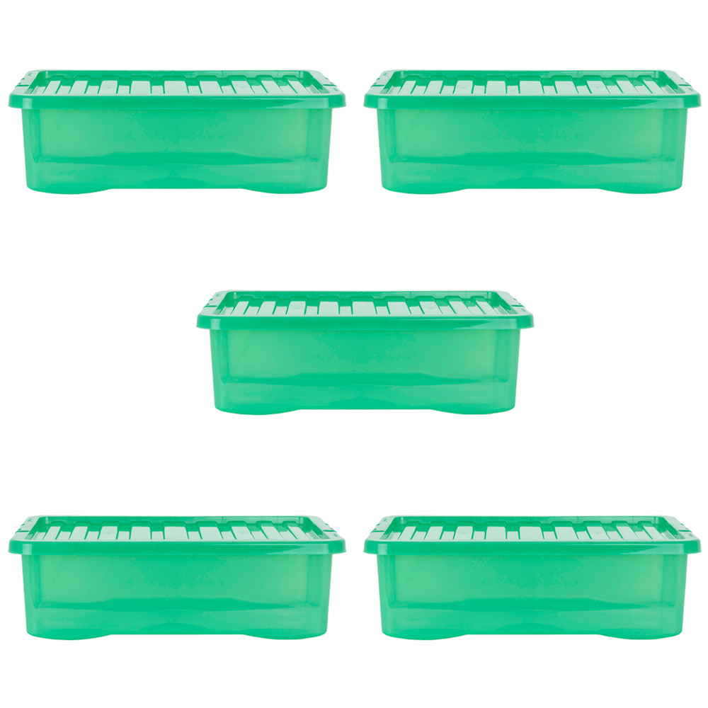 Wham 32L Clear Green Stackable Plastic Crystal Storage Box with Lid 5 ...