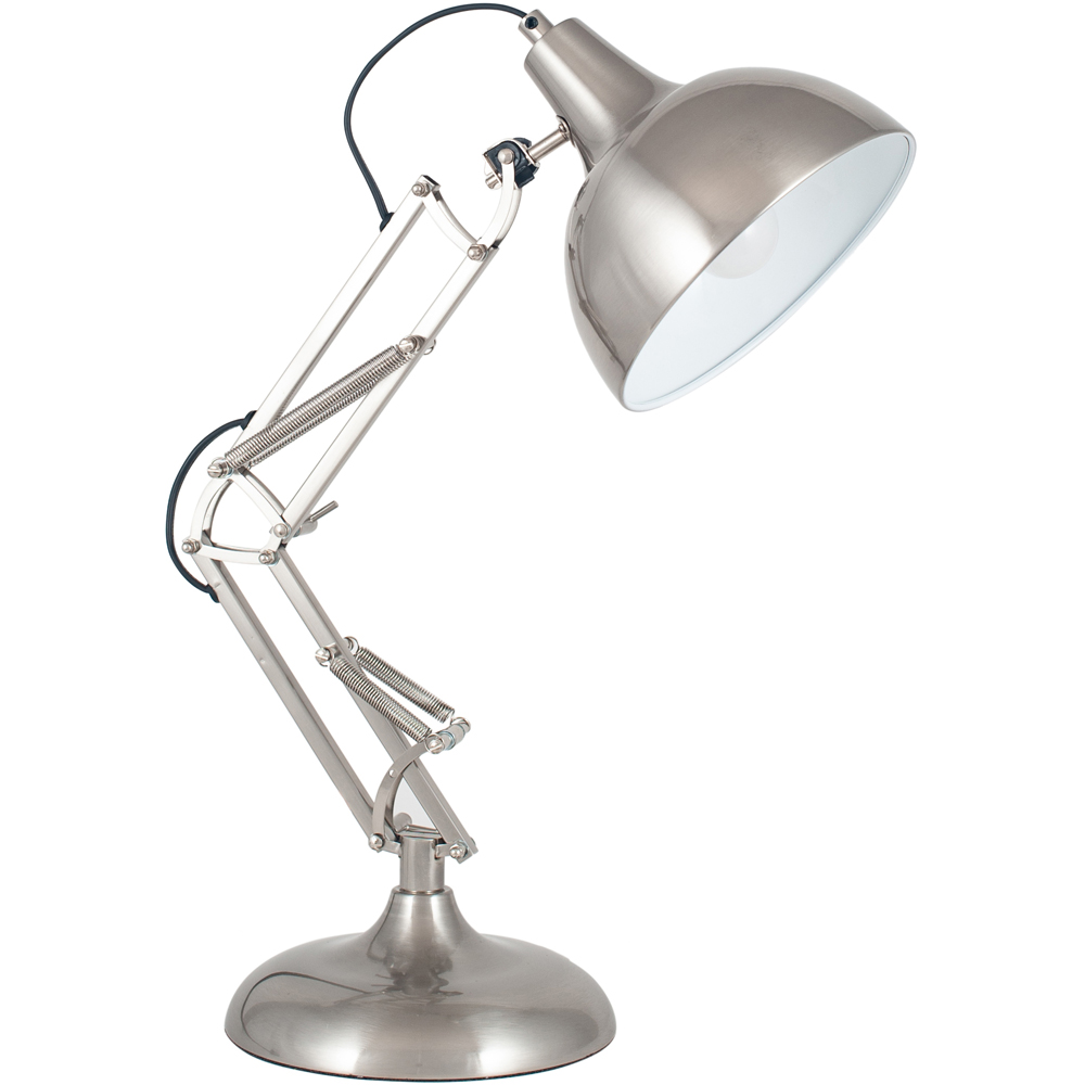 Pacific Lifestyle Alonzo Brushed Chrome Metal Angled Table Lamp | Wilko