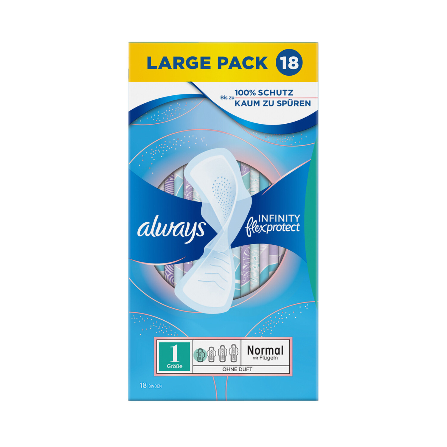 Pack of 18 Always Infinity Normal Wings Size 1 Pads White | Wilko