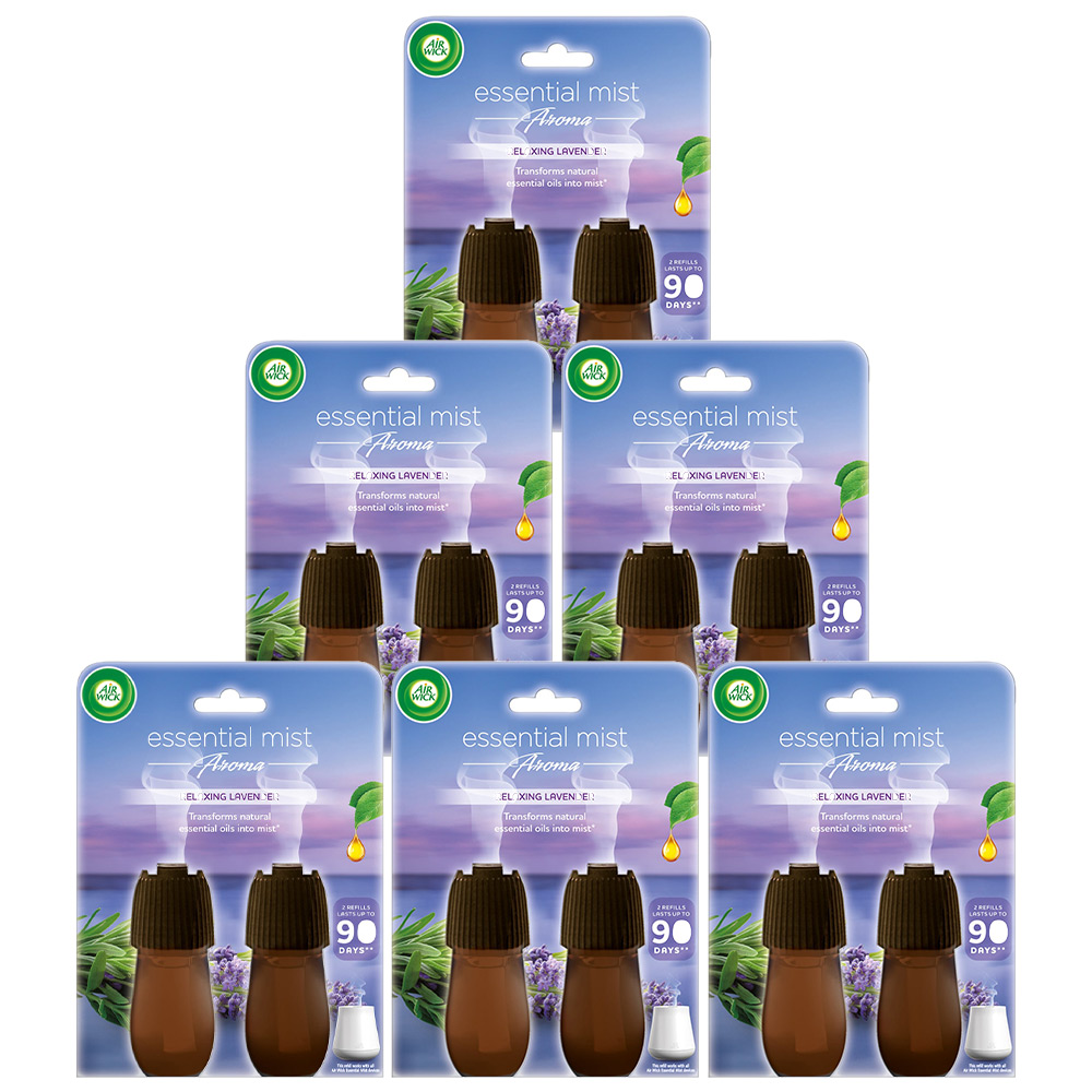 Air Wick Relaxing Lavender Essential Mist Twin Refill Case of 6 x 20ml | Wilko