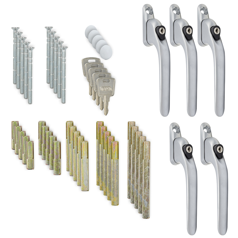 Versa Satin Lockable Straight Window Handle with 5 Precut Spindles 5 ...