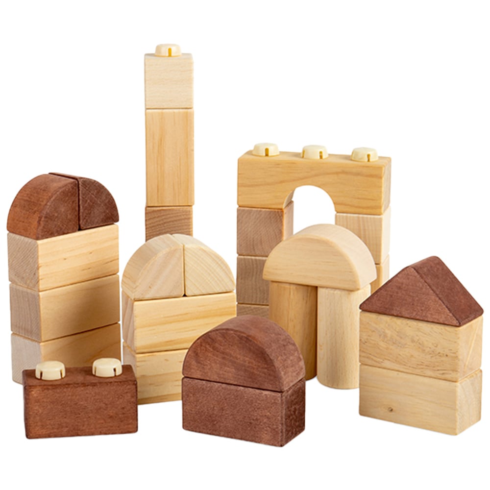 Bigjigs Toys Wooden Clicking Blocks Wood | Wilko