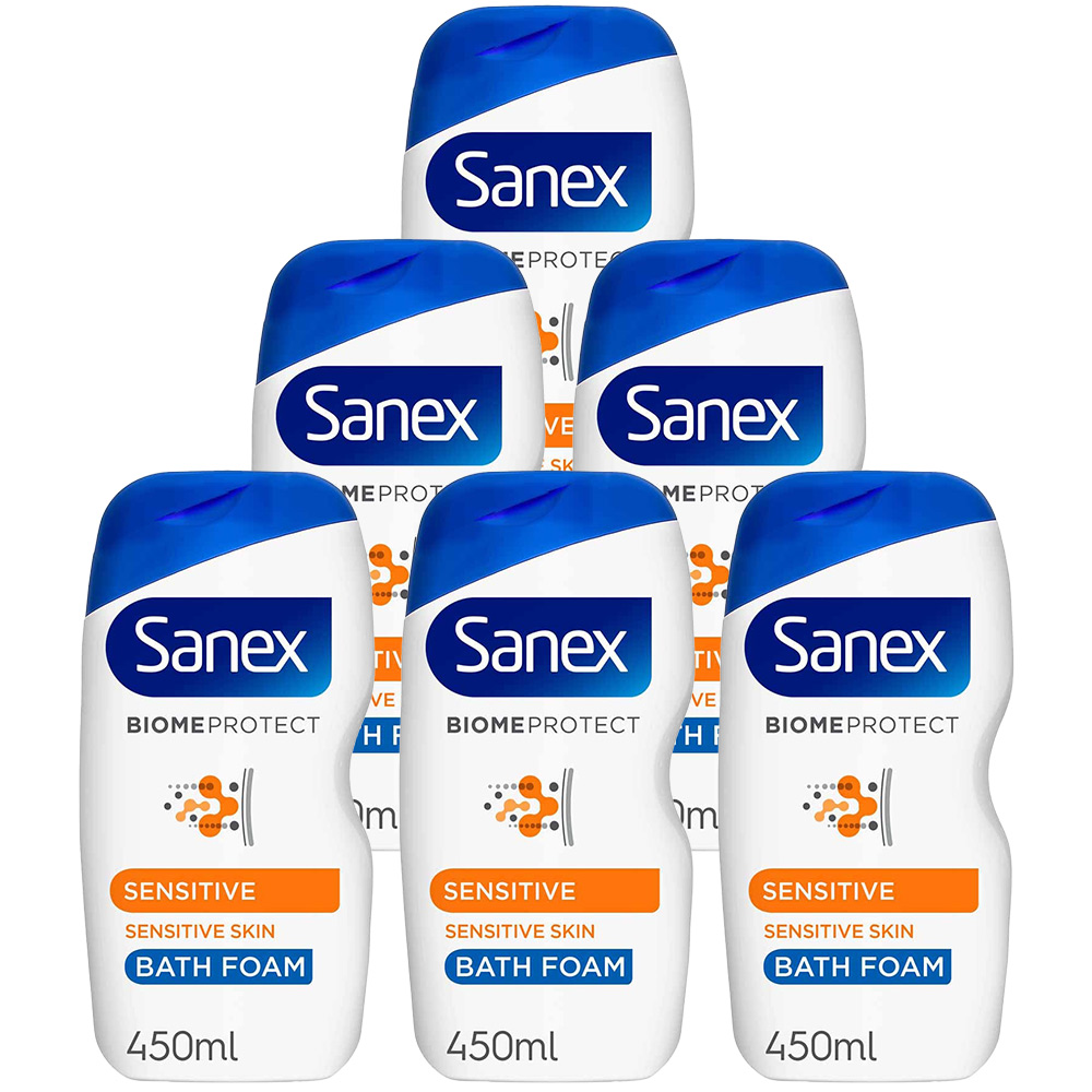 Sanex BiomeProtect Dermo Sensitive Bath Foam Case of 6 x 450ml | Wilko