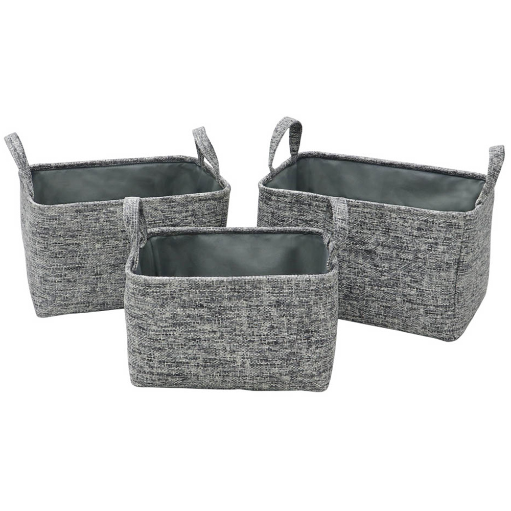 JVL Urban Set of 3 Rectangular Paper Storage Basket with Handles 3 Pack ...
