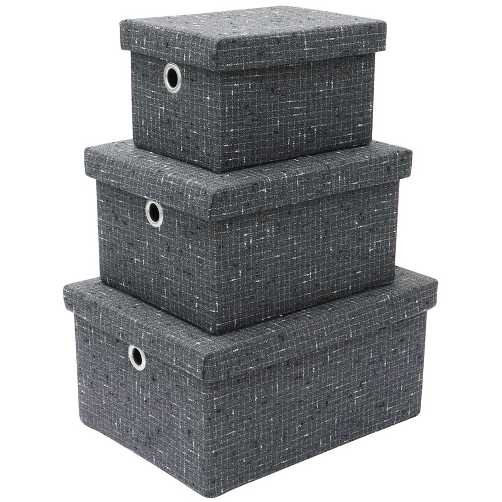 JVL Urban Set of 3 Rectangular Paper Storage Boxes with Lids | Wilko