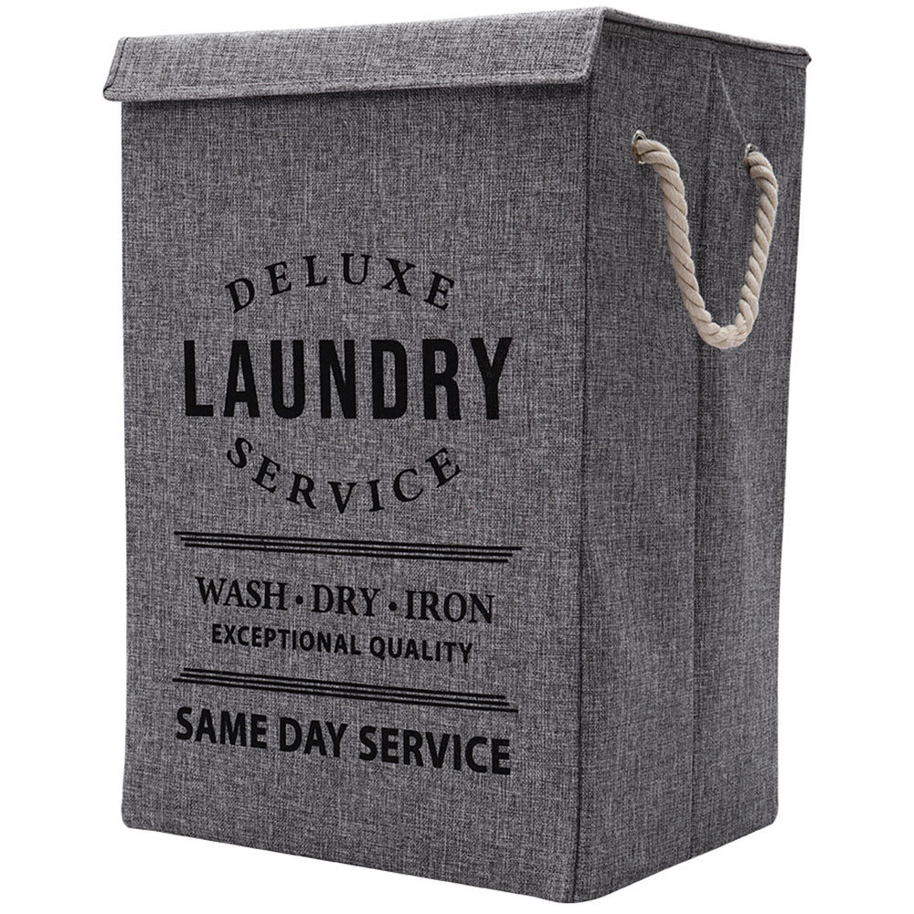 Living and Home Grey Foldable Laundry Basket with Lid | Wilko