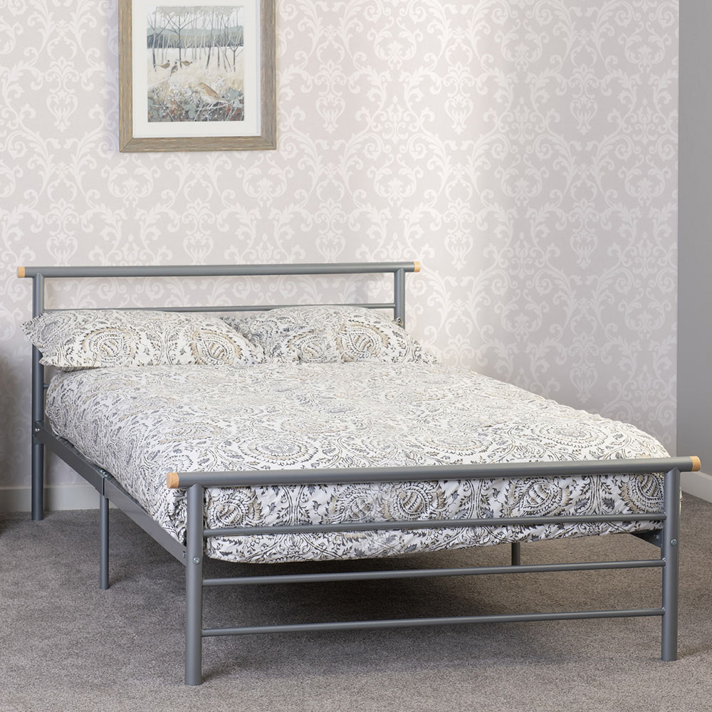 Seconique Orion Double Silver Bed | Wilko