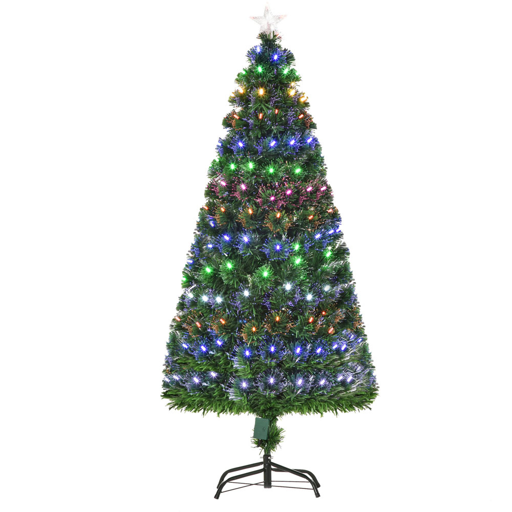Everglow Fiber Optic LED Green Artificial Christmas Tree 5ft | Wilko