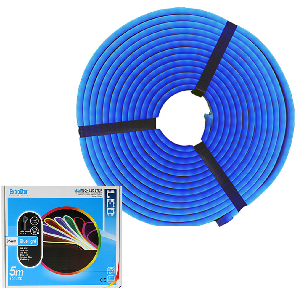 ExtraStar Neon Blue LED Strip with Power Adapter 5m | Wilko