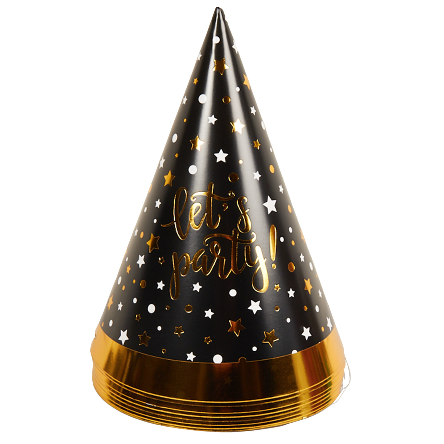 Pack of 8 Lets Party Gold Foil Party Hats | Wilko