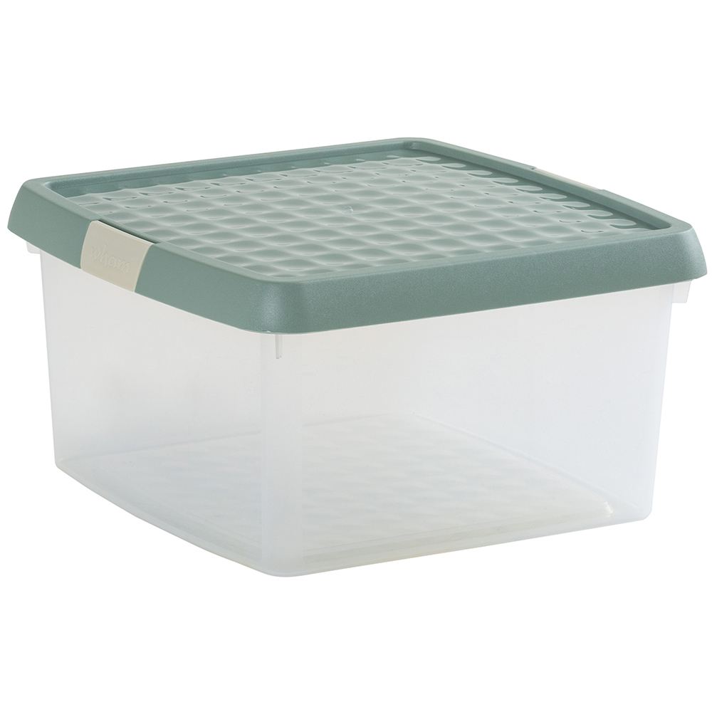 Wham Clip 9L Clear Green Milieu and Stone Square Storage Box with Lid 3 ...
