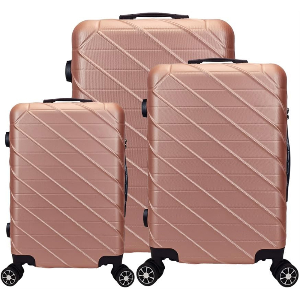 Alivio Set of 3 Rose Gold Suitcase Luggage | Wilko