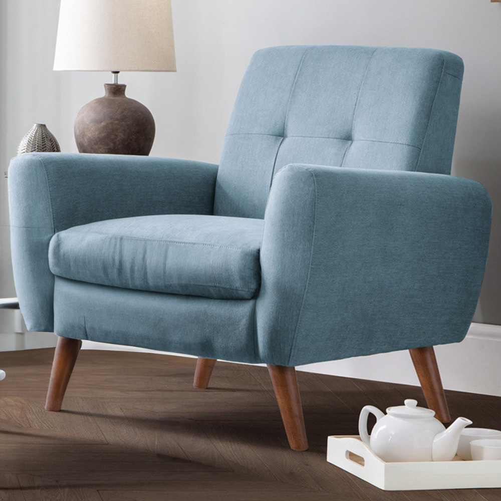 Julian Bowen Monza Blue Compact Retro Armchair | Wilko