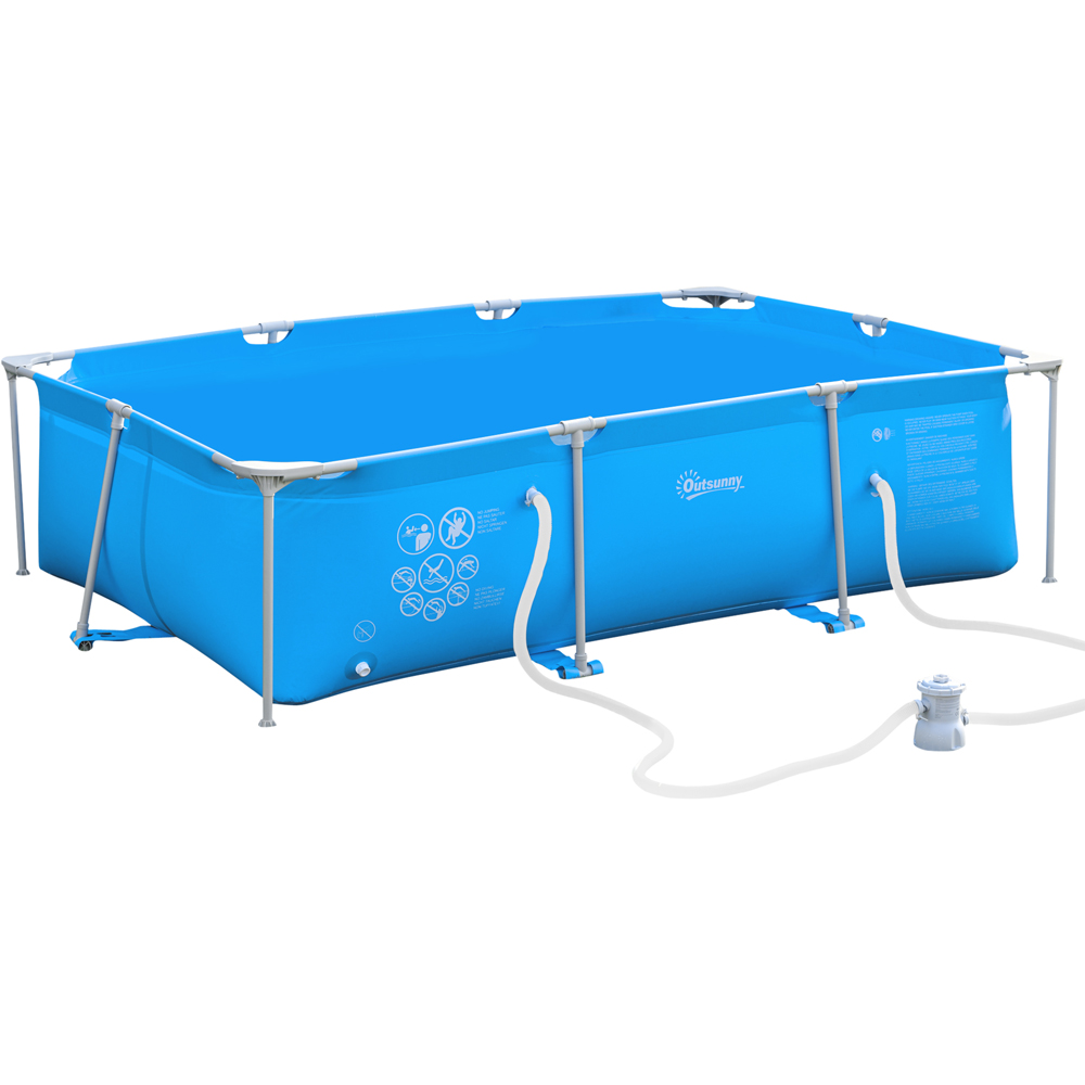 Outsunny Blue Rectangular Paddling Pool with Filter Pump 315cm | Wilko