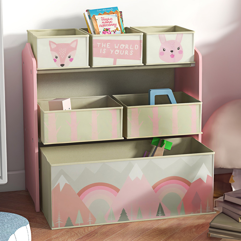 Playful Haven Pink 6 Baskets Kids Storage Unit | Wilko