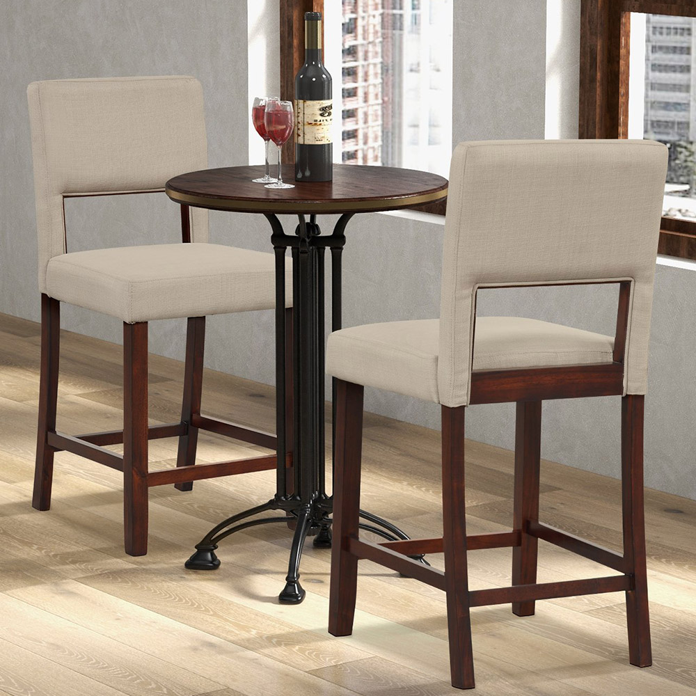 Costway Beige Bar Chair Set of 2 | Wilko