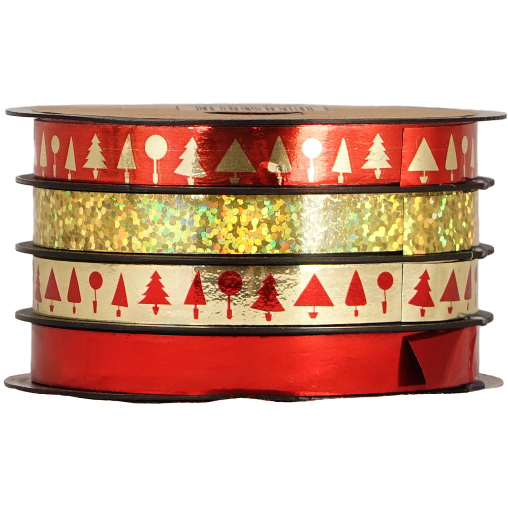 Christmas Red/Gold/Silver Script Ribbon | Wilko