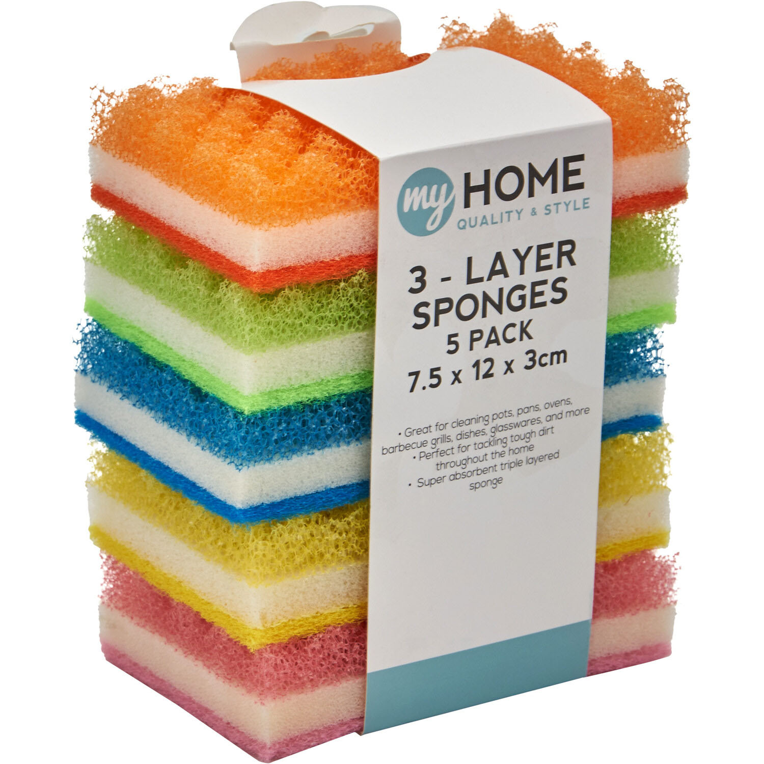 My Home 3 Layer Sponges 5 Pack | Wilko