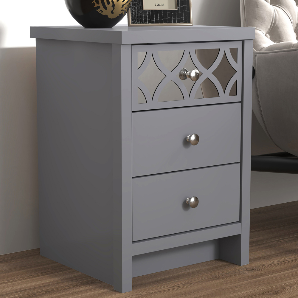 GFW Arianna 3 Drawer Cool Grey Bedside Table | Wilko