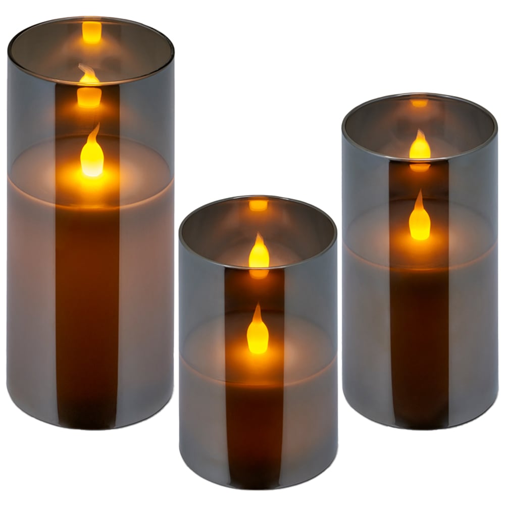 SA Products 3 Piece Black LED Candles Set | Wilko
