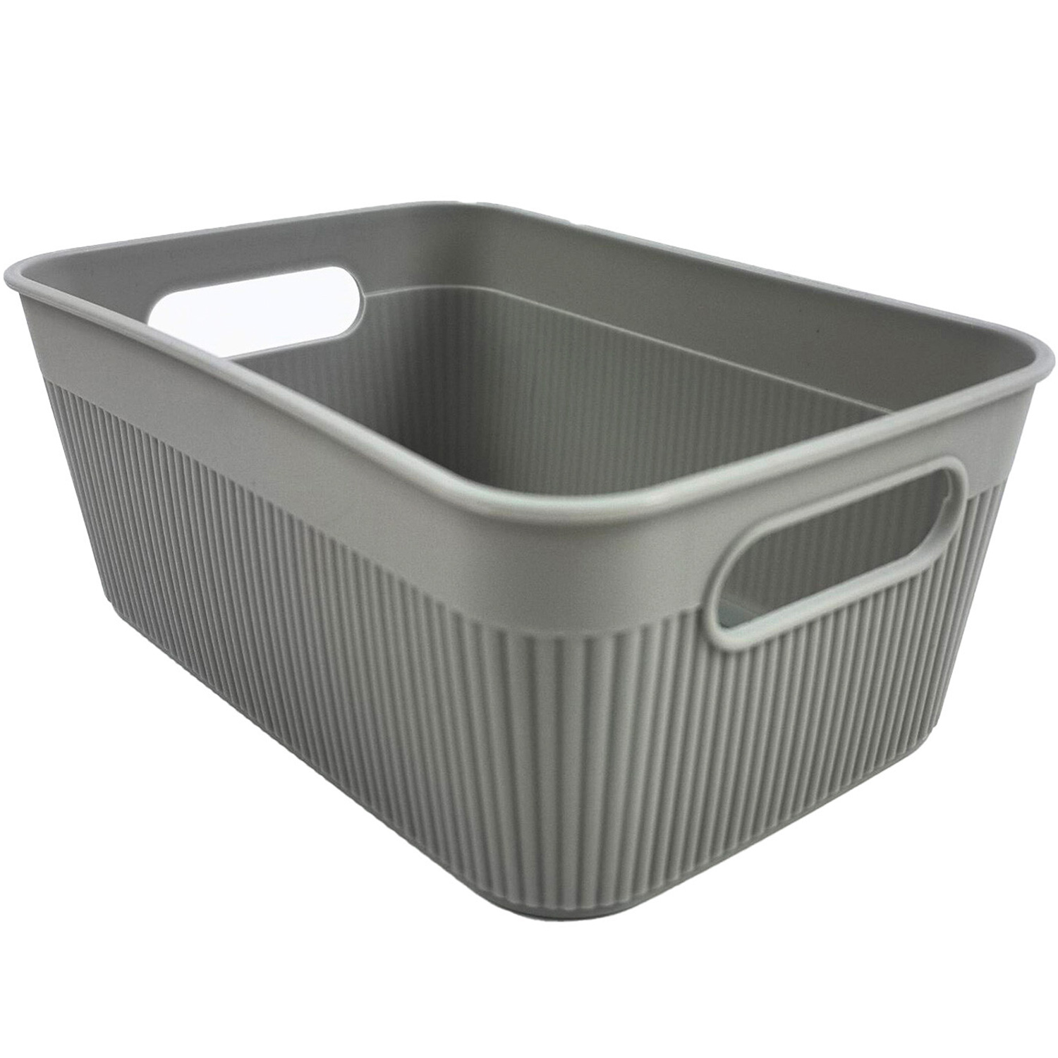 My Home Grey Stripe Medium Storage Basket | Wilko