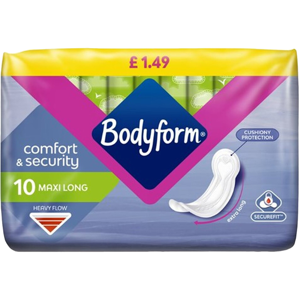 Pack of 10 Bodyform Maxi Long Pads | Wilko