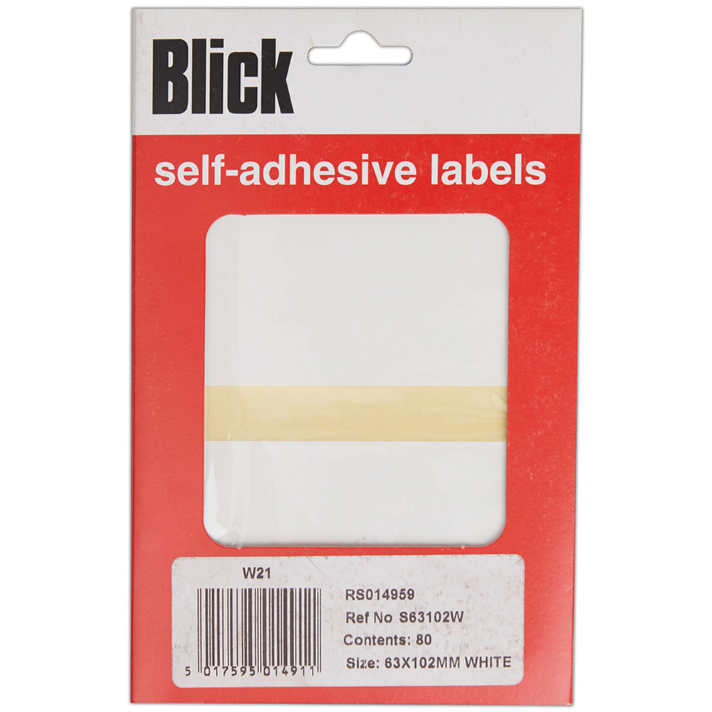 Blick White Rectangular Self Adhesive Office Label 63 x 102mm 80 Pack ...