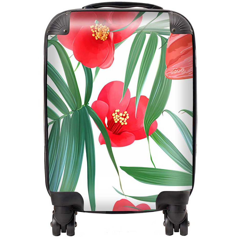 Warren Reed Designer Small Tropical Flowers and Palm Leaves Hawaiian ...