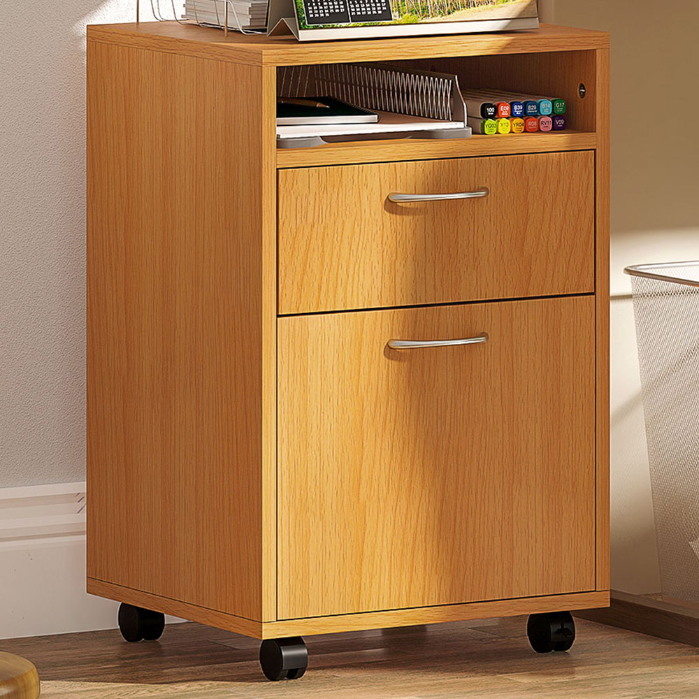 HOMCOM Single Drawer Single Door Single Shelf Natural Filing Cabinet ...