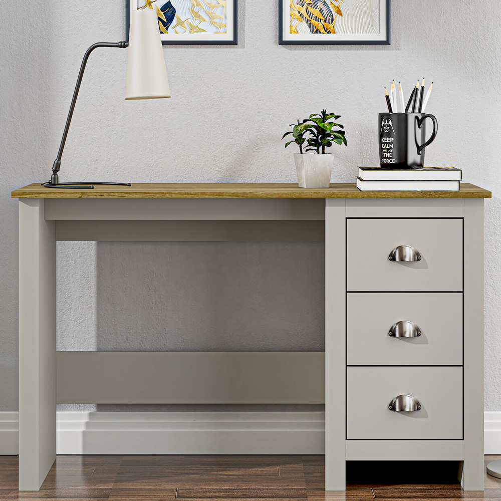 Lexington 3 Drawer Grey Desk | Wilko