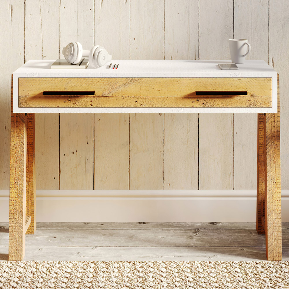 Baumhaus Trinity Home Office Desk White and Brown | Wilko