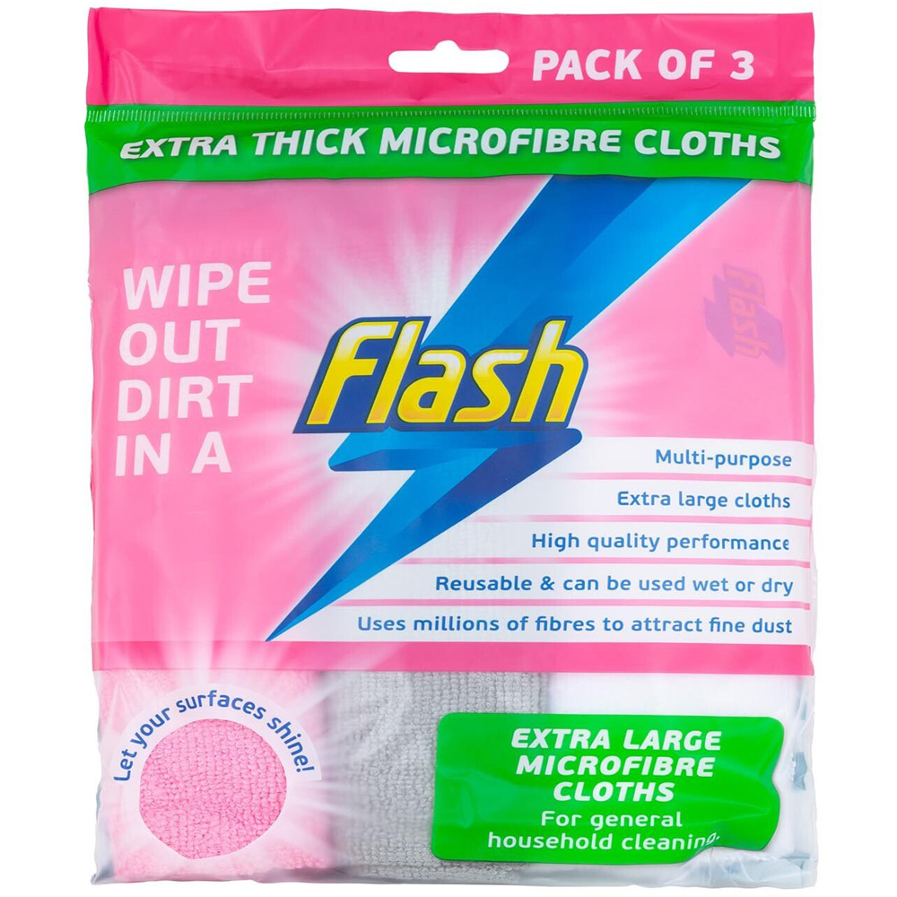 Flash Extra Thick Microfibre Cloths - Pink | Wilko
