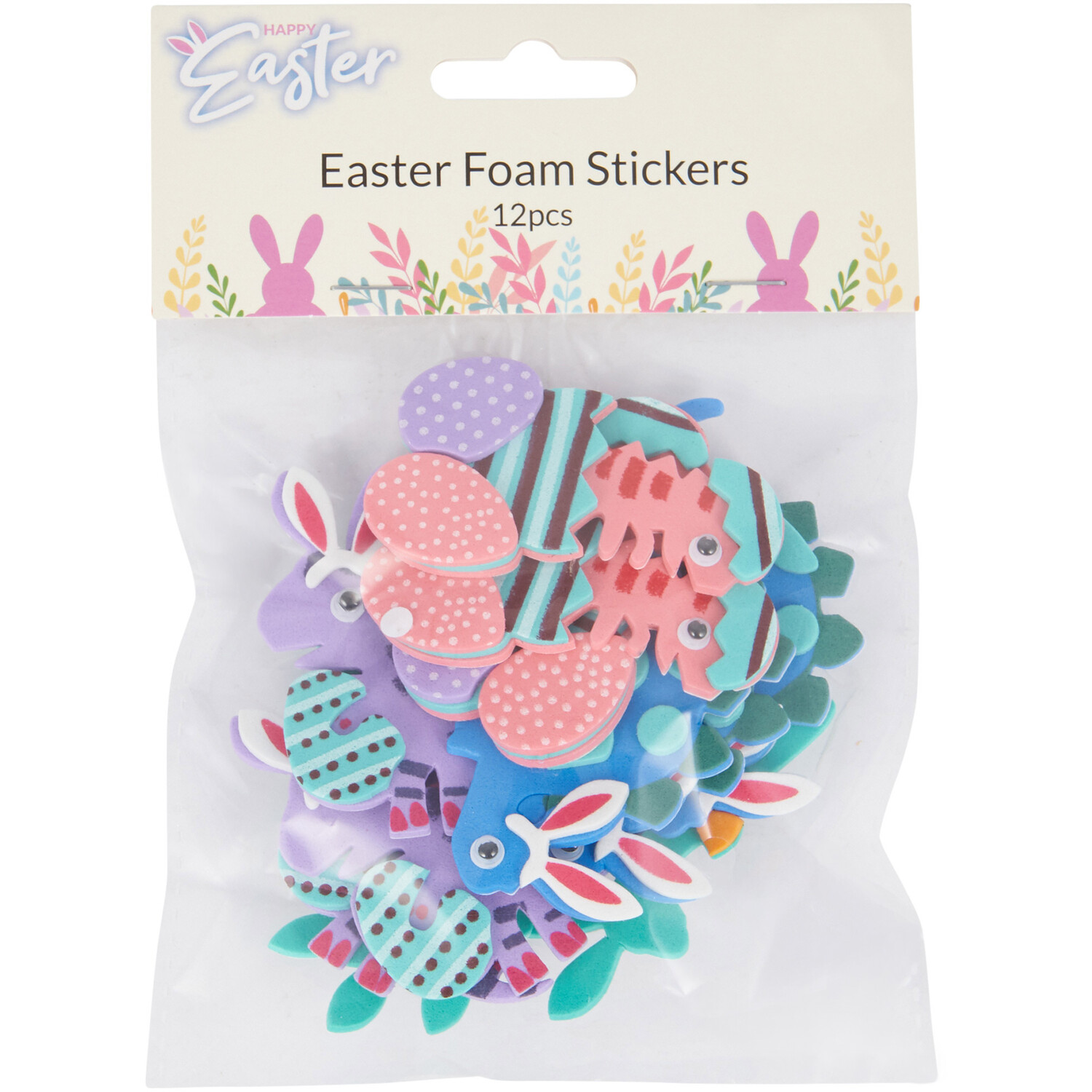 Pack of 12 Easter Foam Stickers | Wilko