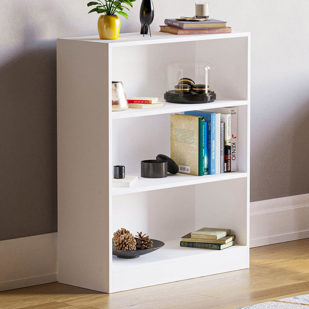 Vida Designs Cambridge 3 Shelf White Low Bookcase | Wilko