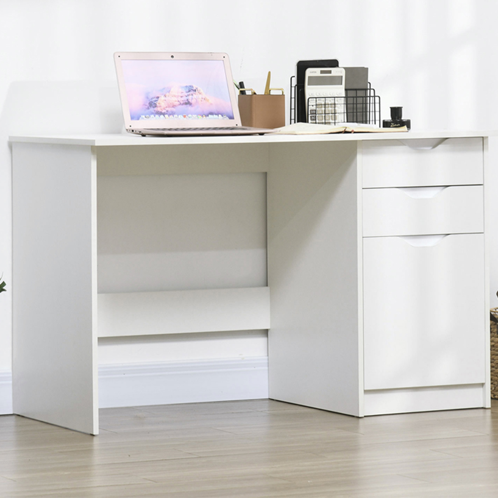 Portland Computer Desk with Drawers White High Gloss | Wilko