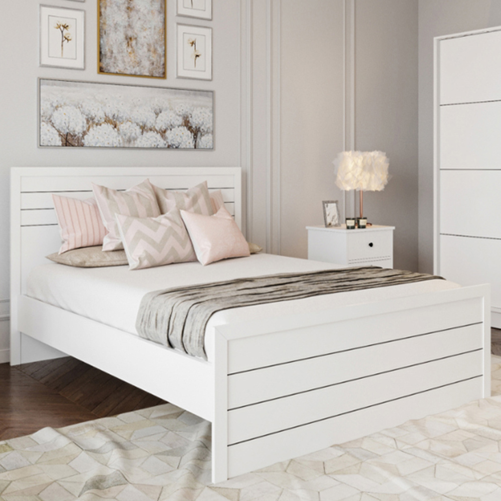 Evu SABRO King Size White Bed Frame | Wilko