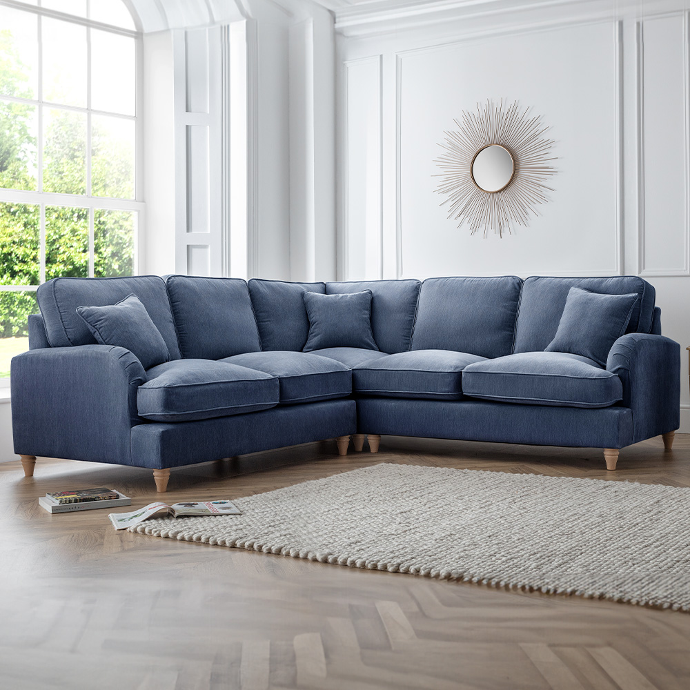 The Vienna 5 Seater Navy Corner Sofa | Wilko