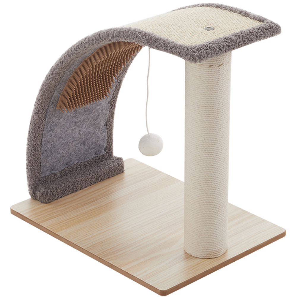 H&O Direct Curved Sisal Cat Scratcher with Self Grooming Brush and Ball ...