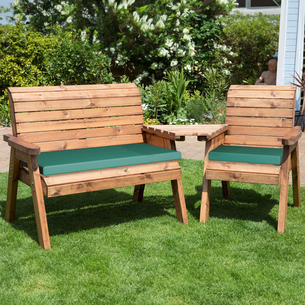 Charles Taylor 3 Seater Angled Companion Seat with Green Cushions | Wilko