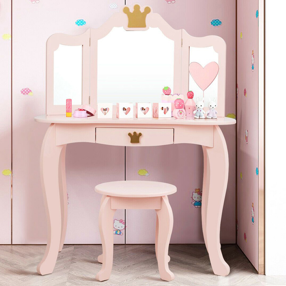Costway Kids Dressing Table with Stool | Wilko