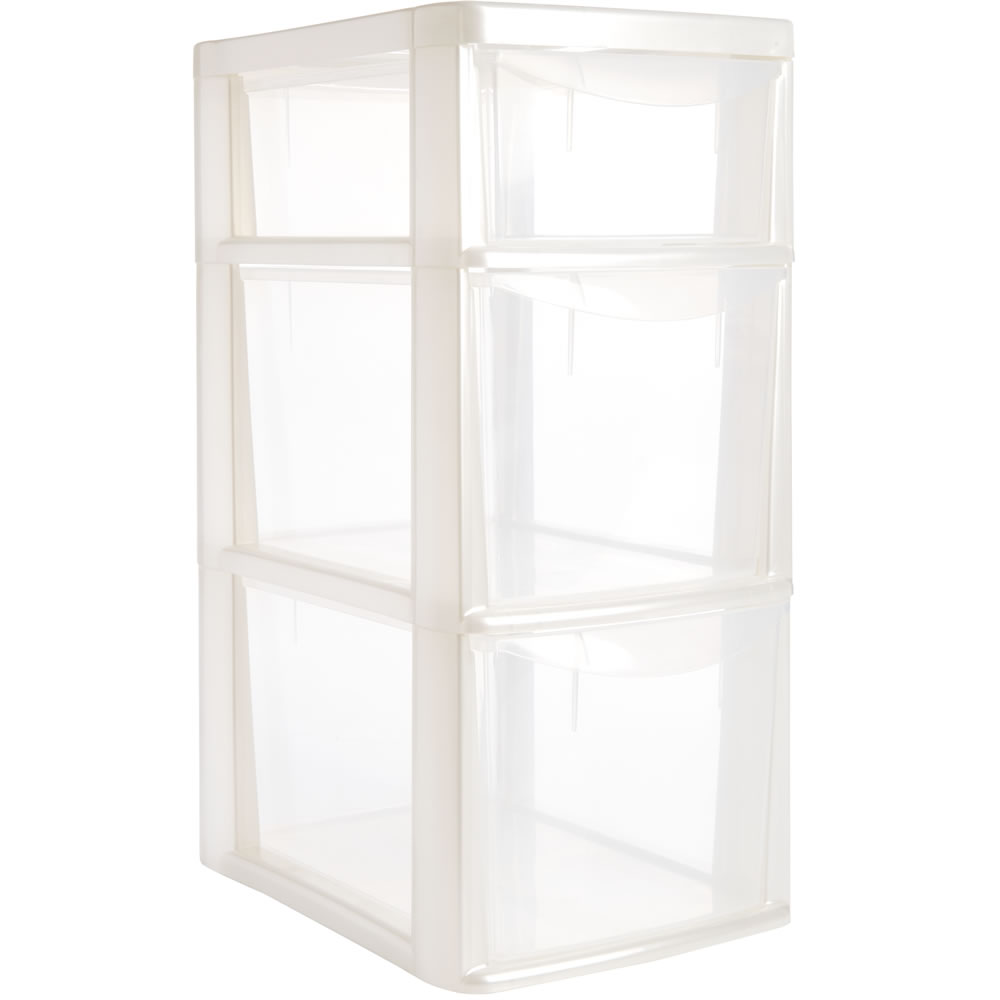 Wilko 3 Drawer Clear Tower Storage Unit Wilko