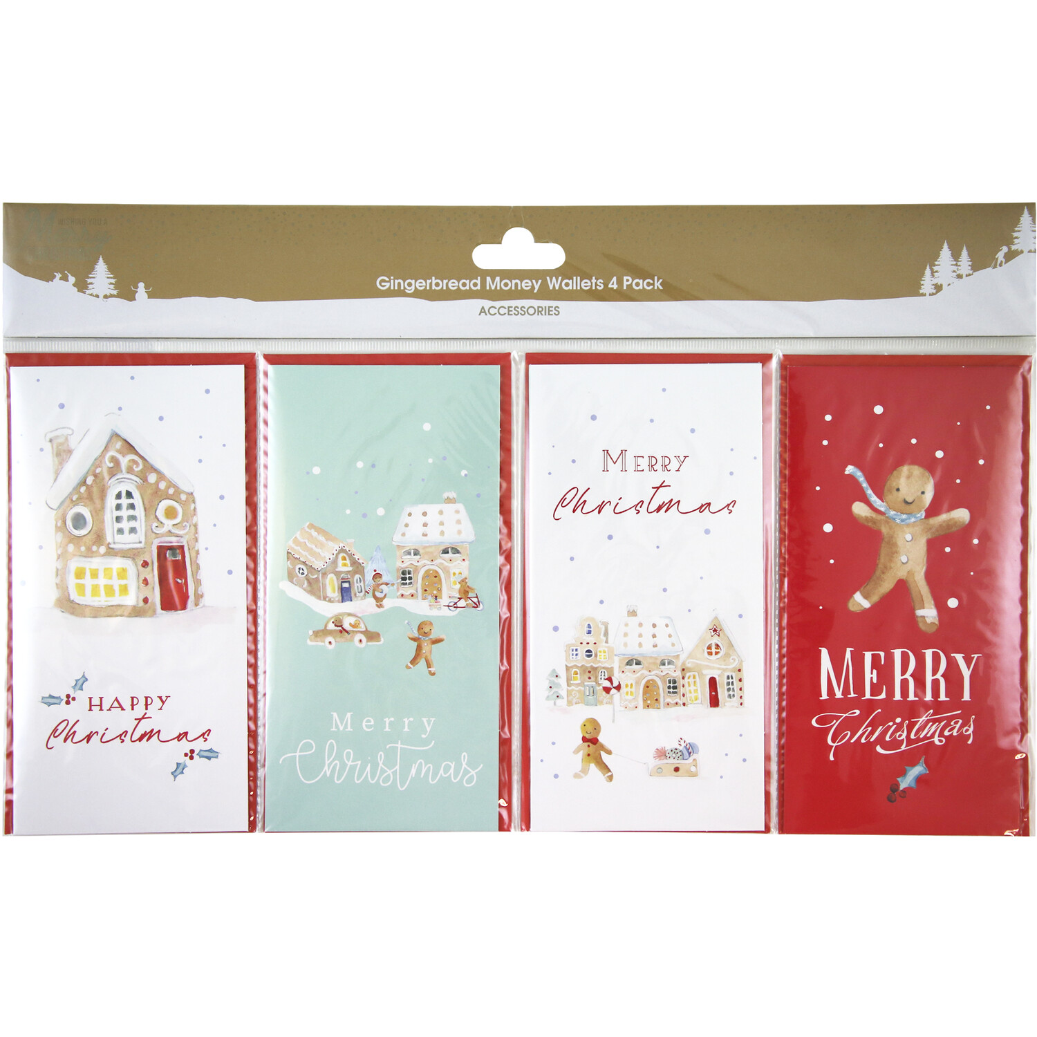Pack of 4 Gingerbread Money Wallets | Wilko