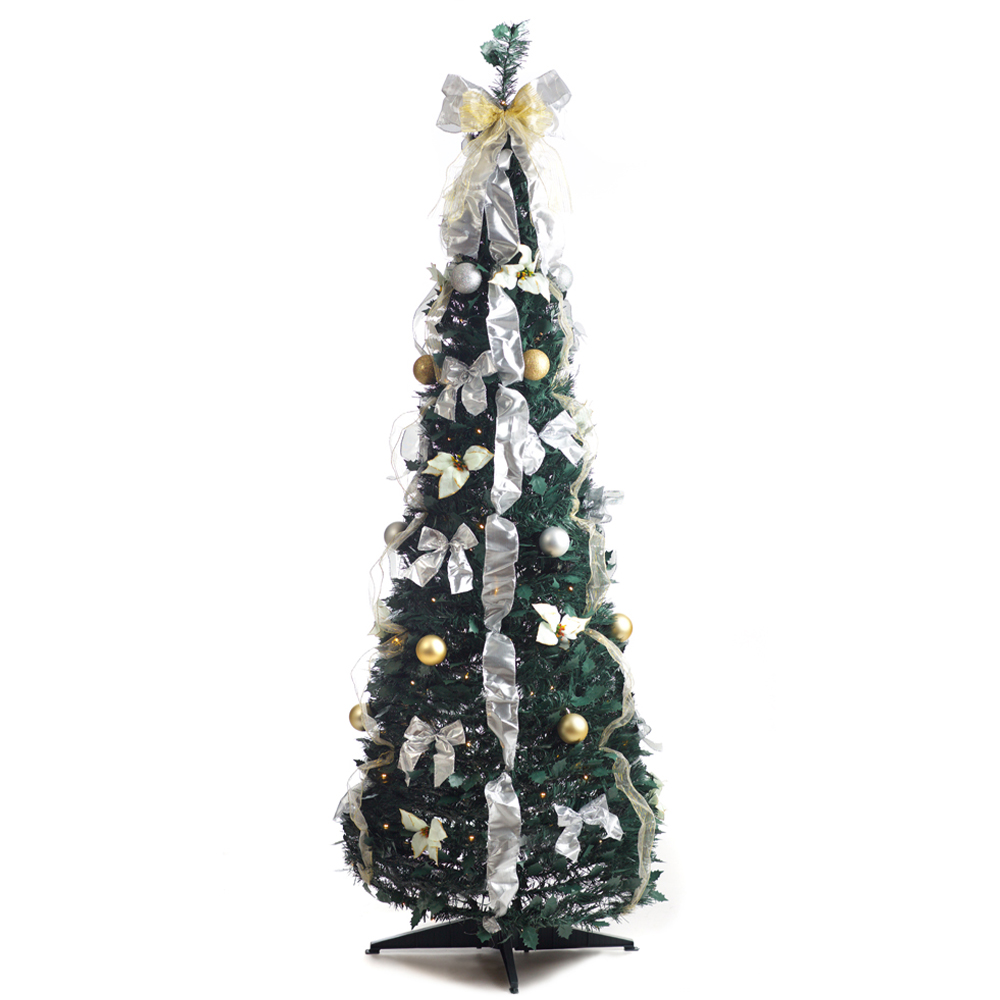 Best Artificial Pre Lit Warm White LED White and Gold Pop Up Artificial ...