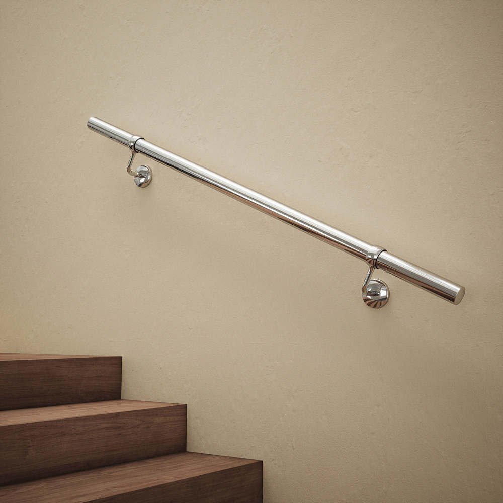 Rothley Polished Steel Stair Handrail Kit 1.2m | Wilko
