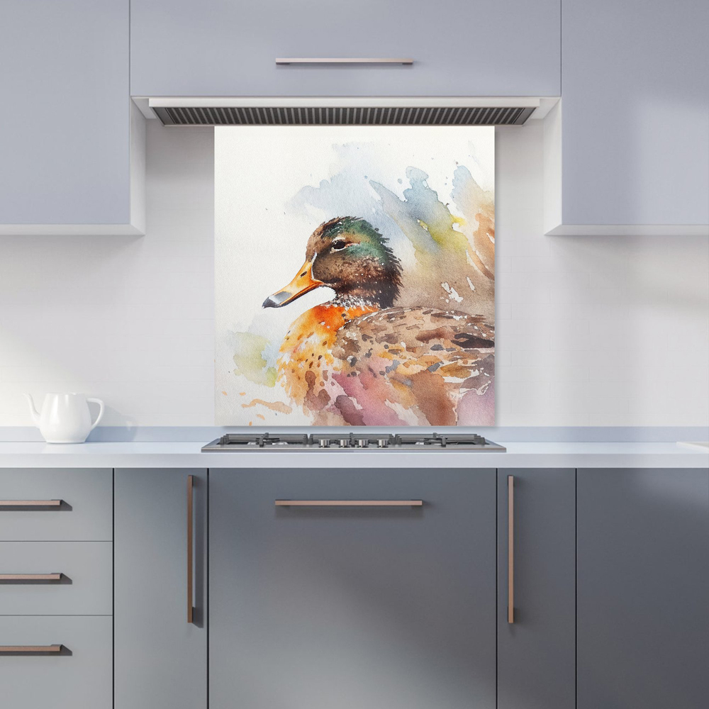 Warren Reed Designer Mallard Watercolour Glass Kitchen Splashback 65 x ...