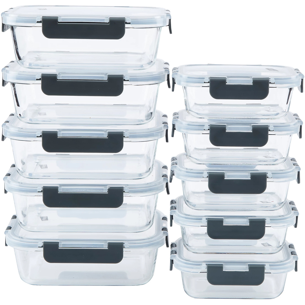 Neo 10 Piece Glass Food Storage Container Set with Lids | Wilko