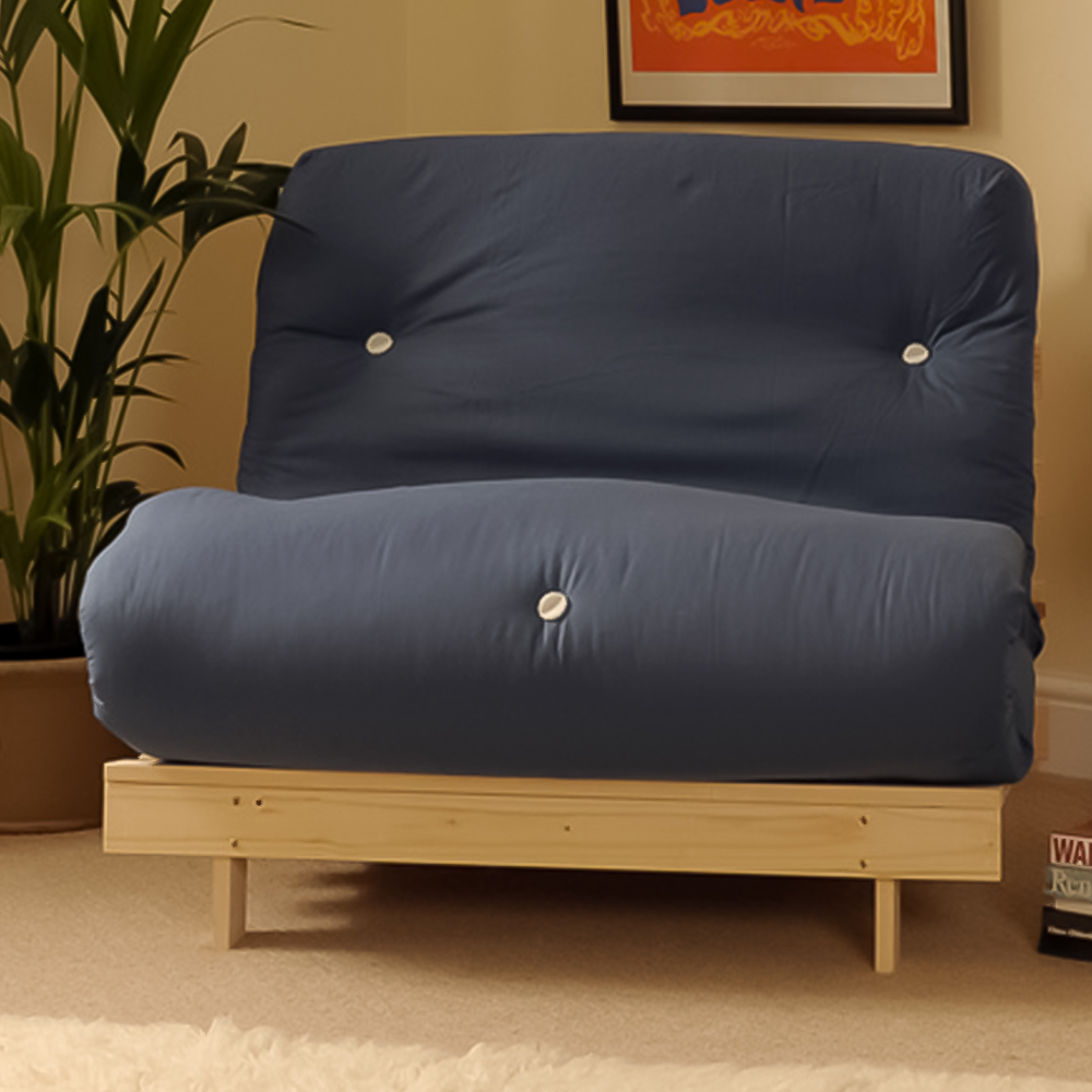 Brooklyn Small Single Sleeper Navy Futon Base and Mattress | Wilko