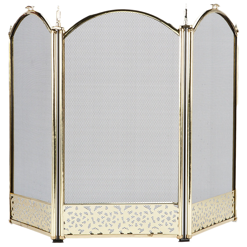 Inglenook Fireside Brass Filigree Fire Guard | Wilko
